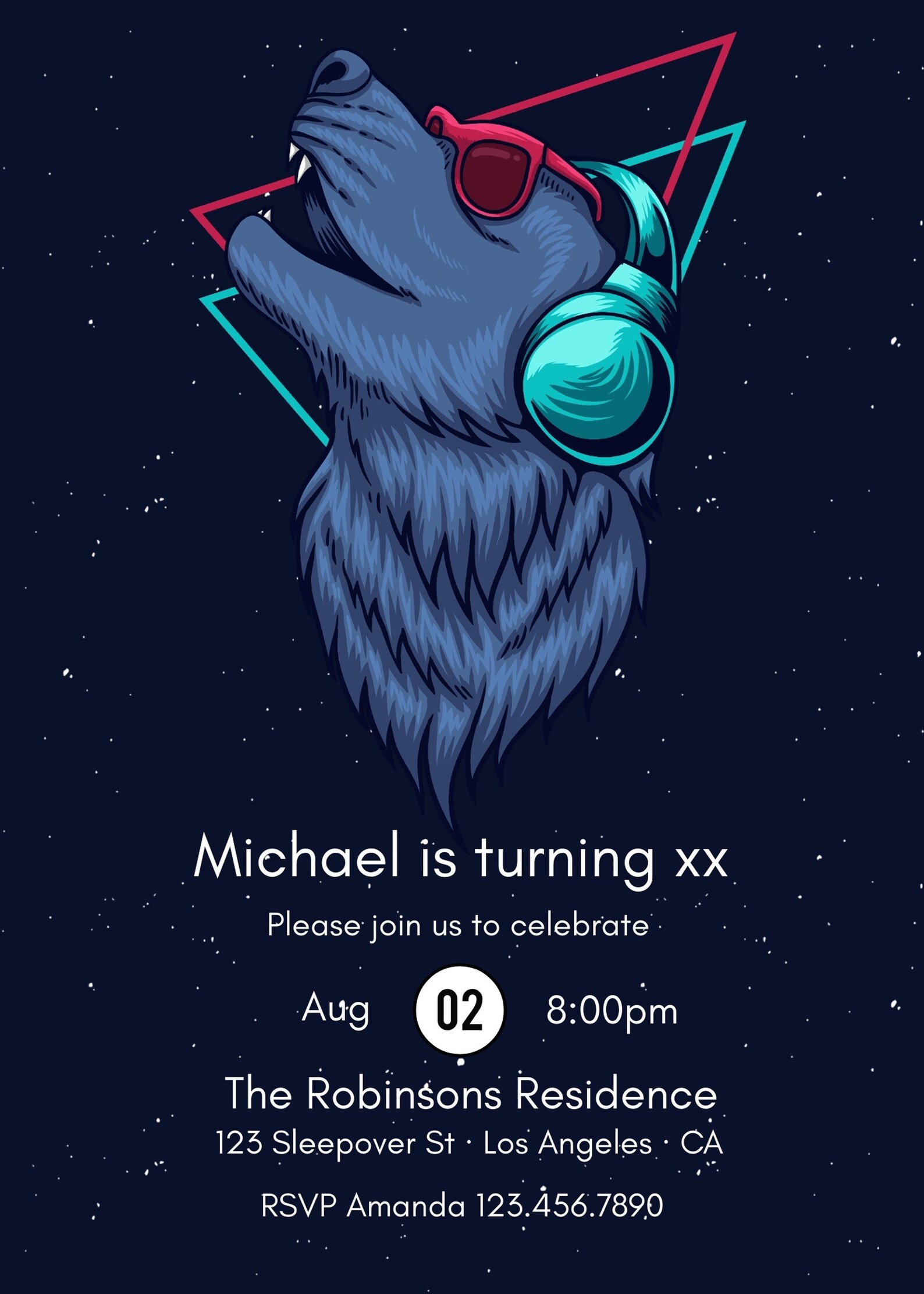 Hip Hop Wolf Digital Birthday Party Invitation | Etsy