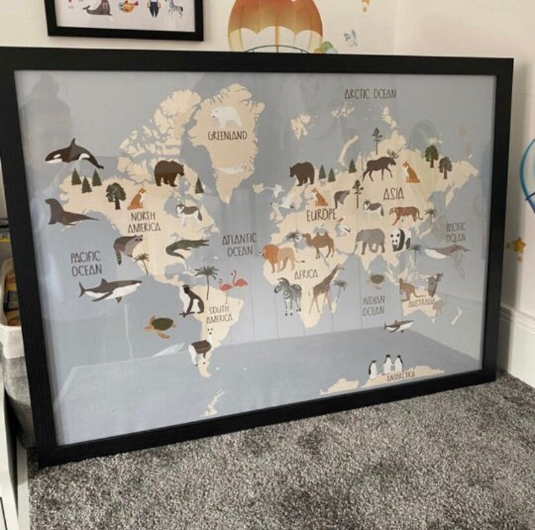 Animals of the World Map Poster Animals of the World Print - Etsy