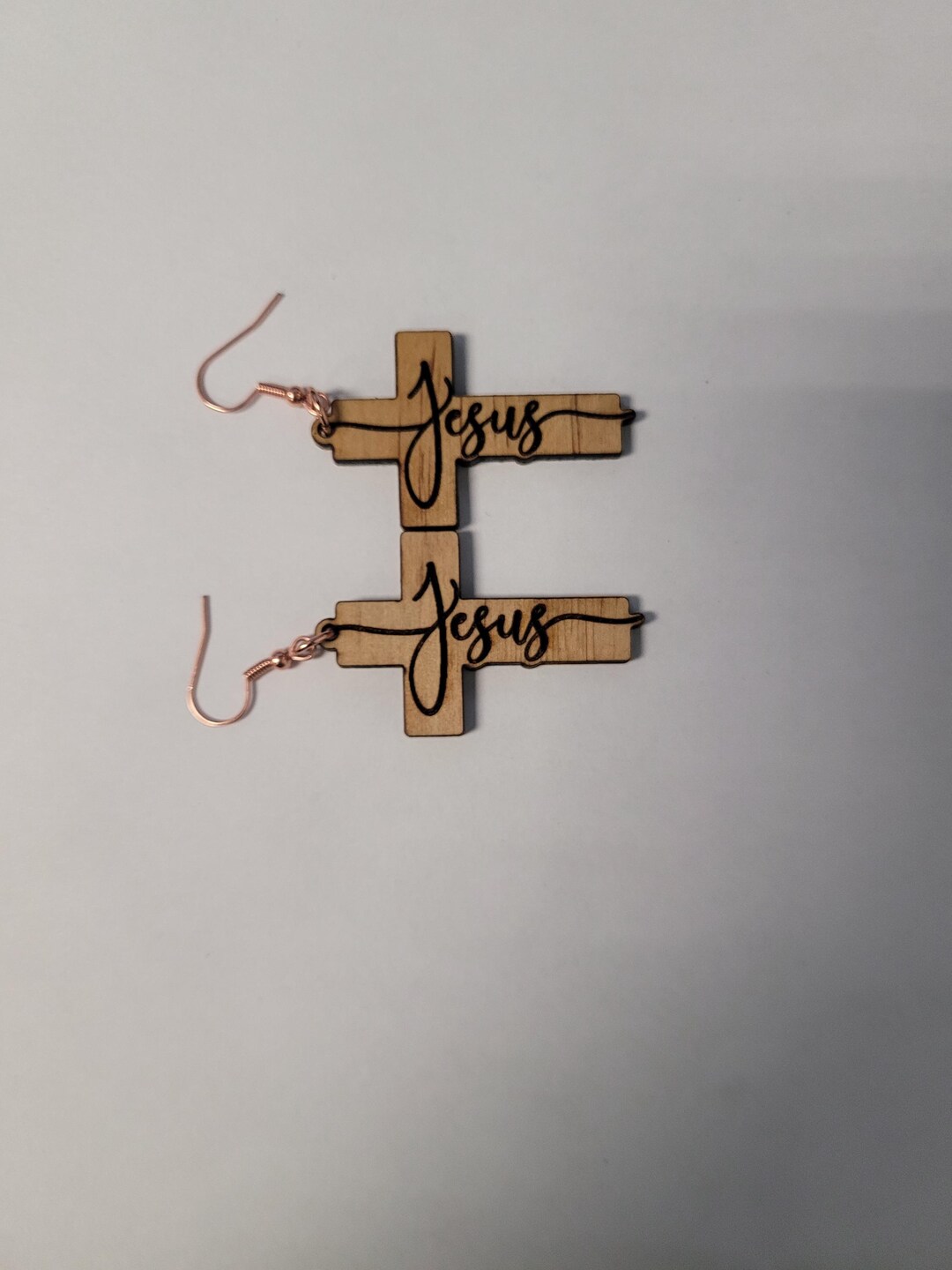 Wooden Jesus Cross Earrings - Etsy