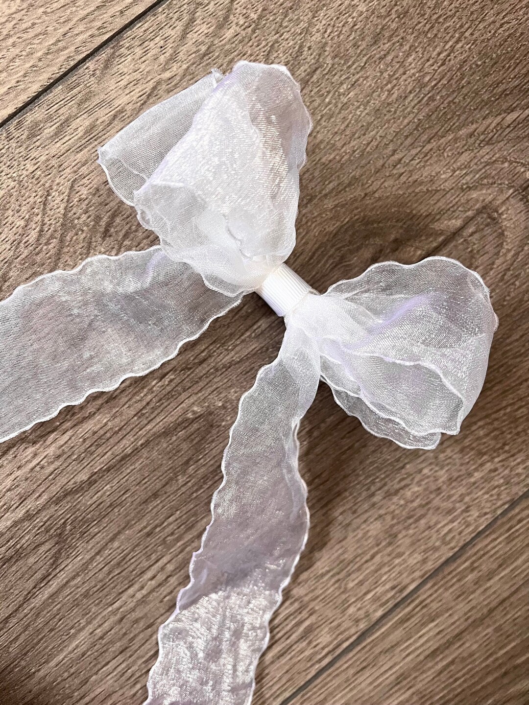 White Ribbon Hair Bow - Etsy