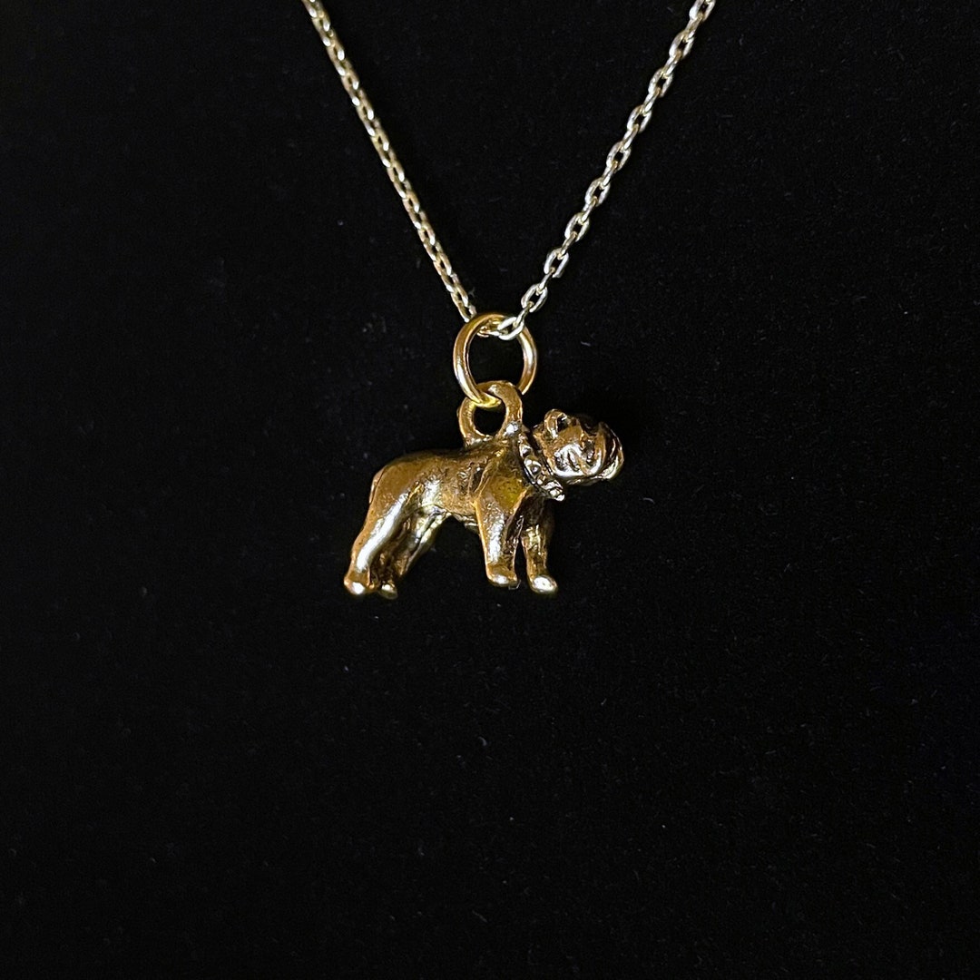 Gold Bulldog Charm Necklace - Etsy