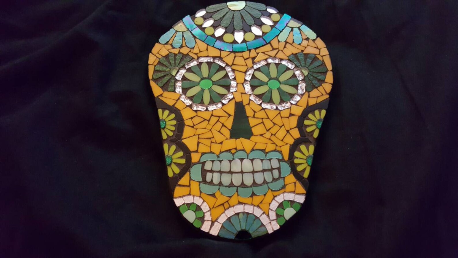 Green and Yellow Sugar Skull Mosaic "victoria" - Etsy