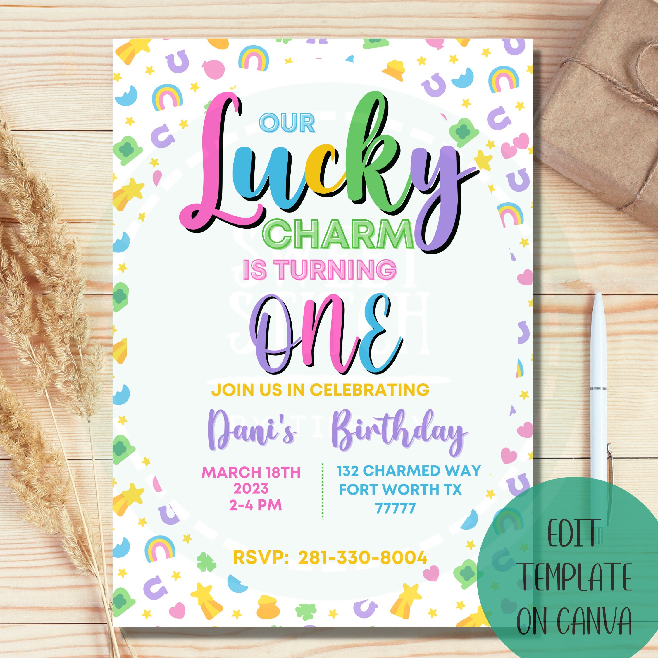 Lucky Charm Birthday Invitation - St Patrick's Day Birthday Invitation ...