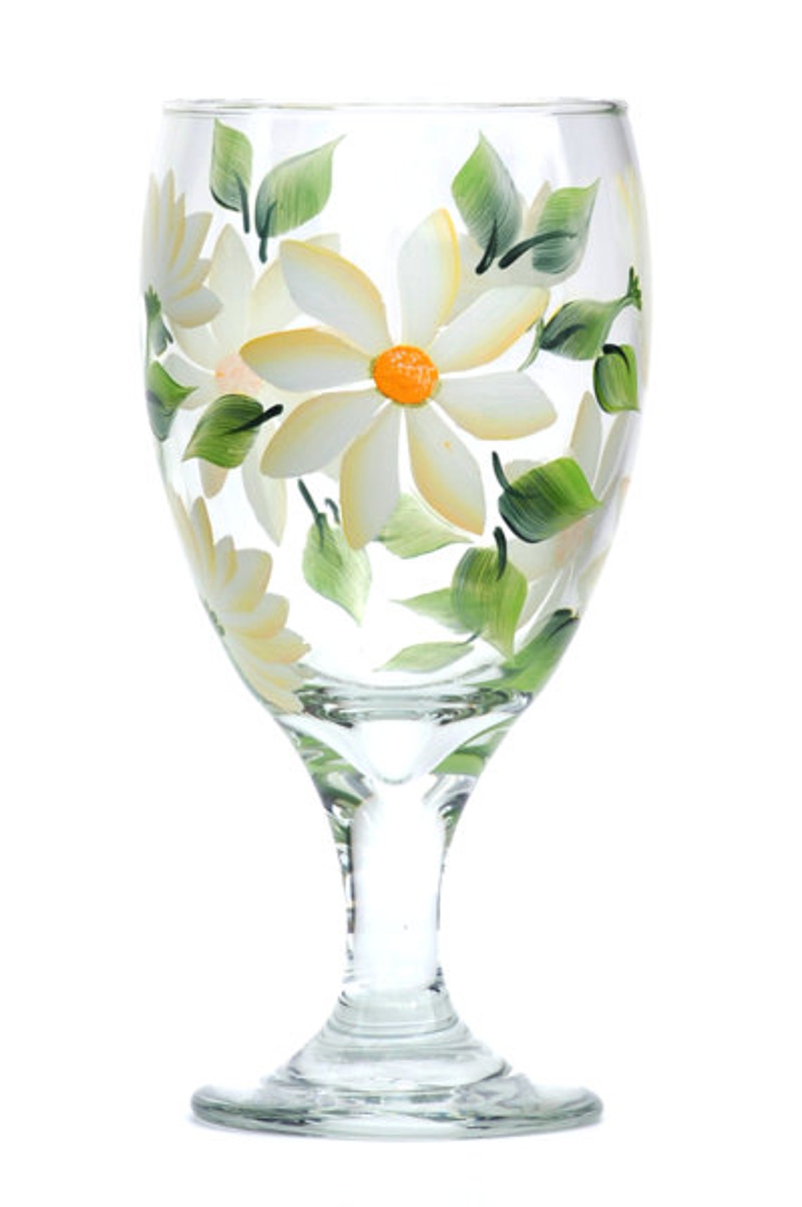 Goblet - White Daisy Hand Painted - Etsy
