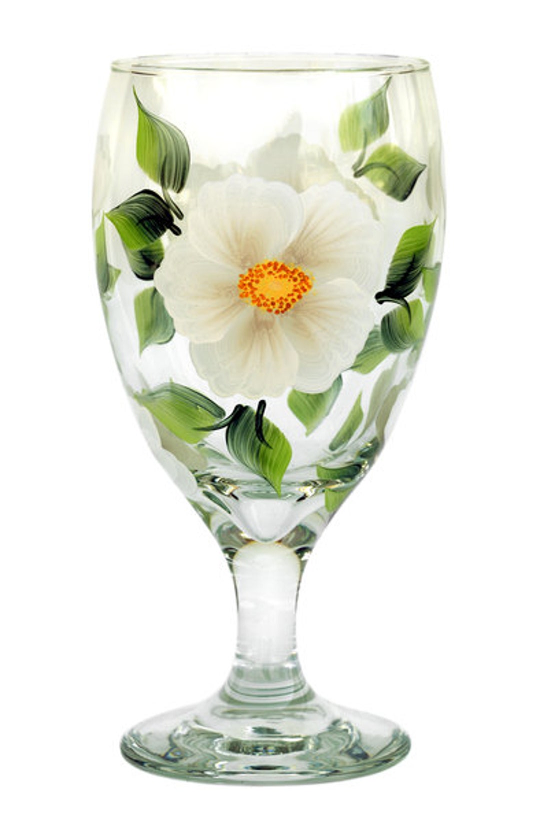 Goblet White Beach Roses Hand Painted - Etsy