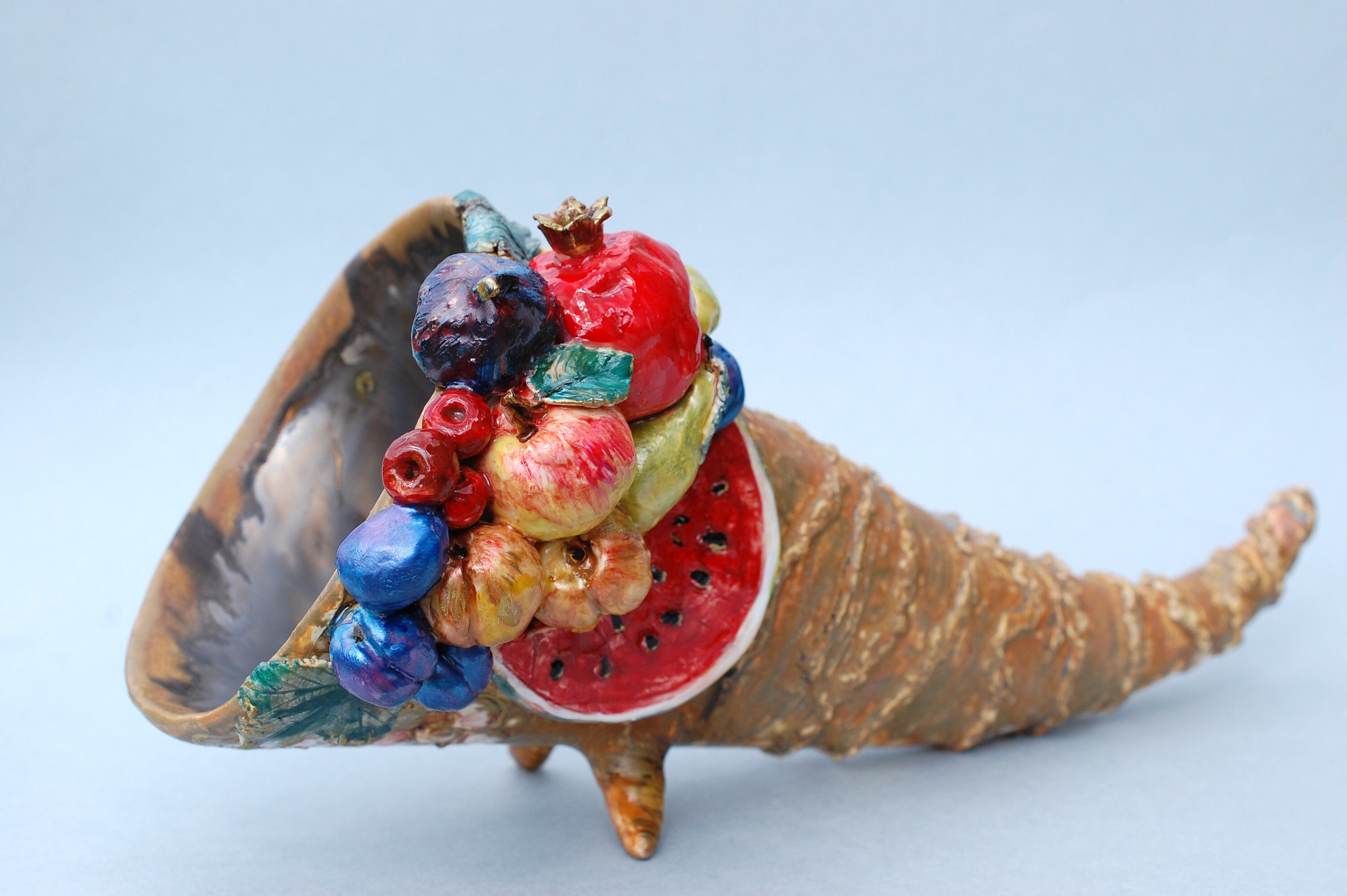 Cornucopia Thanksgiving Day Decorative Centerpiece Ceramic | Etsy