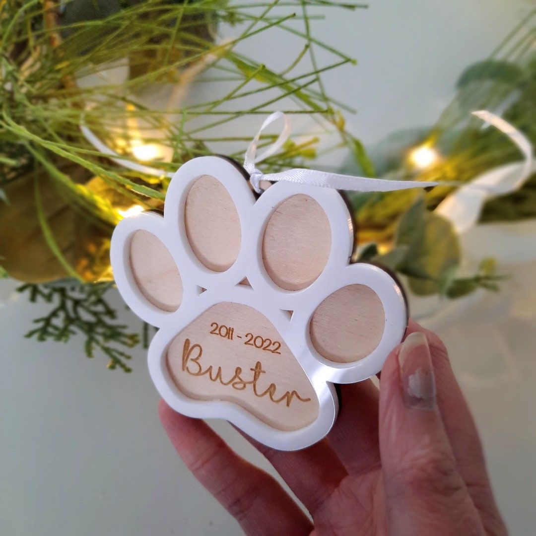 Christmas PAW Print Tree Bauble - Personalised / Hanging Tree ...