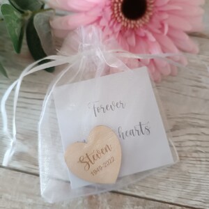 Funeral Favours / in Memory / Heart Funeral Tokens / Personalised ...