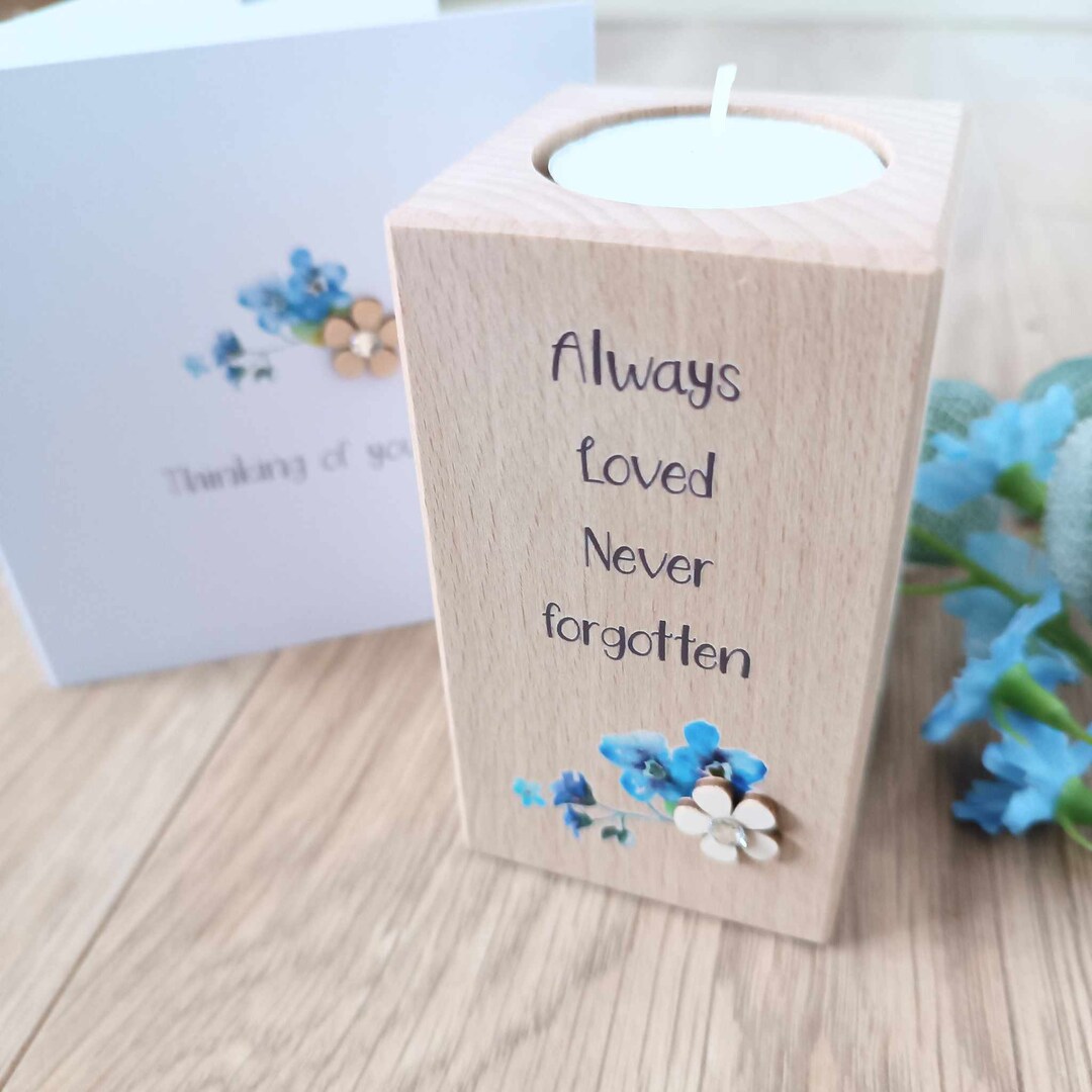 Forget Me Not Gift Set - Bereavement Card / Candle / Sympathy Card ...