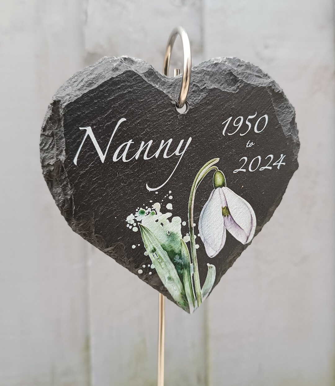 Memorial Garden Slate and Hook / Little Snowdrop / Memorial Plaque ...