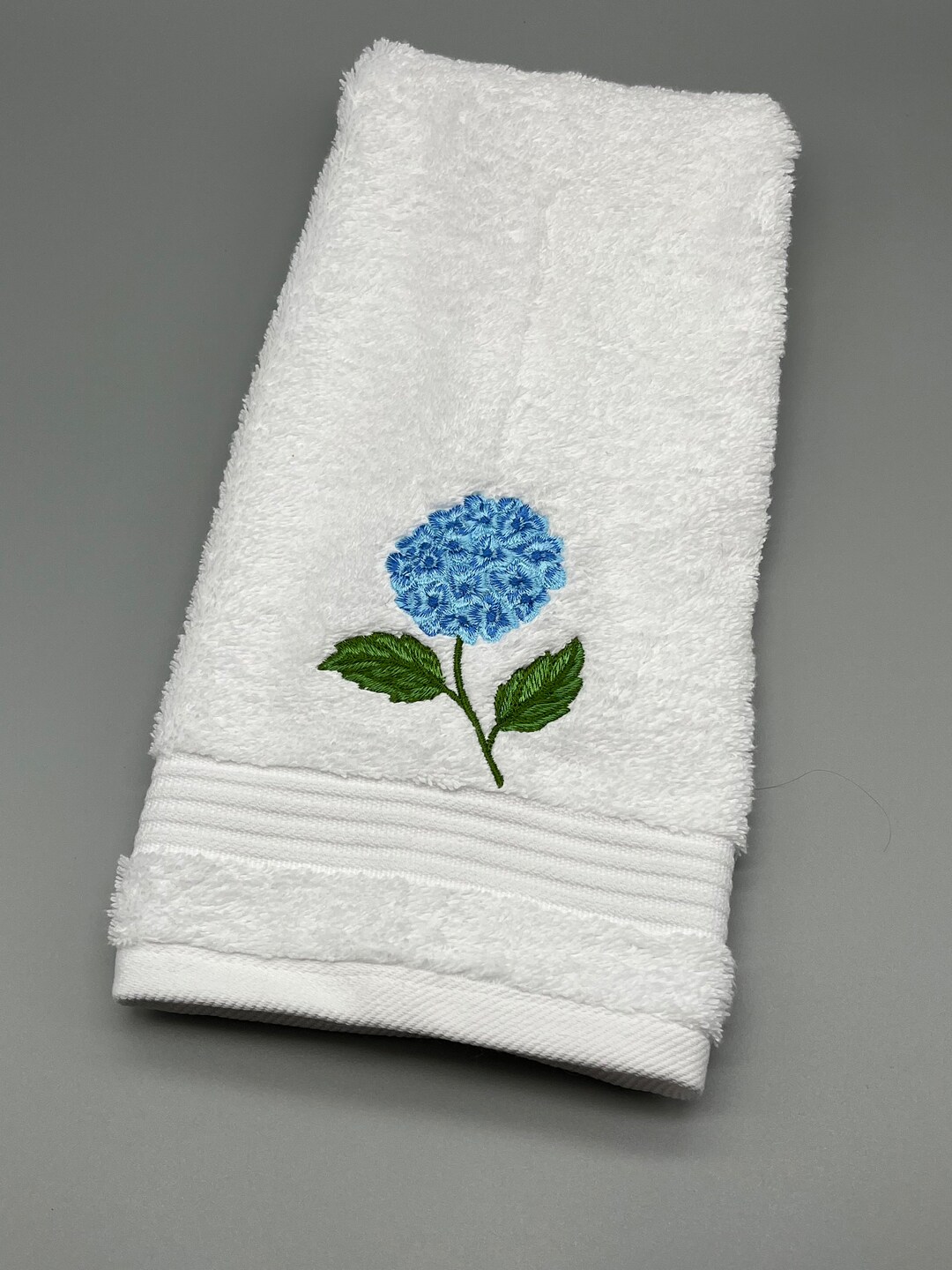 Hydrangea Embroidered Bath Towel, Floral Embroidery Bath Towel Set ...