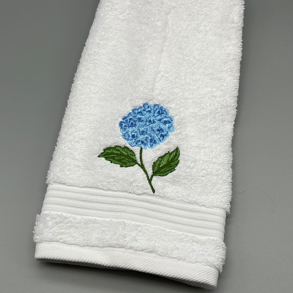 Embroidered Hydrangea Hand Towels - Etsy