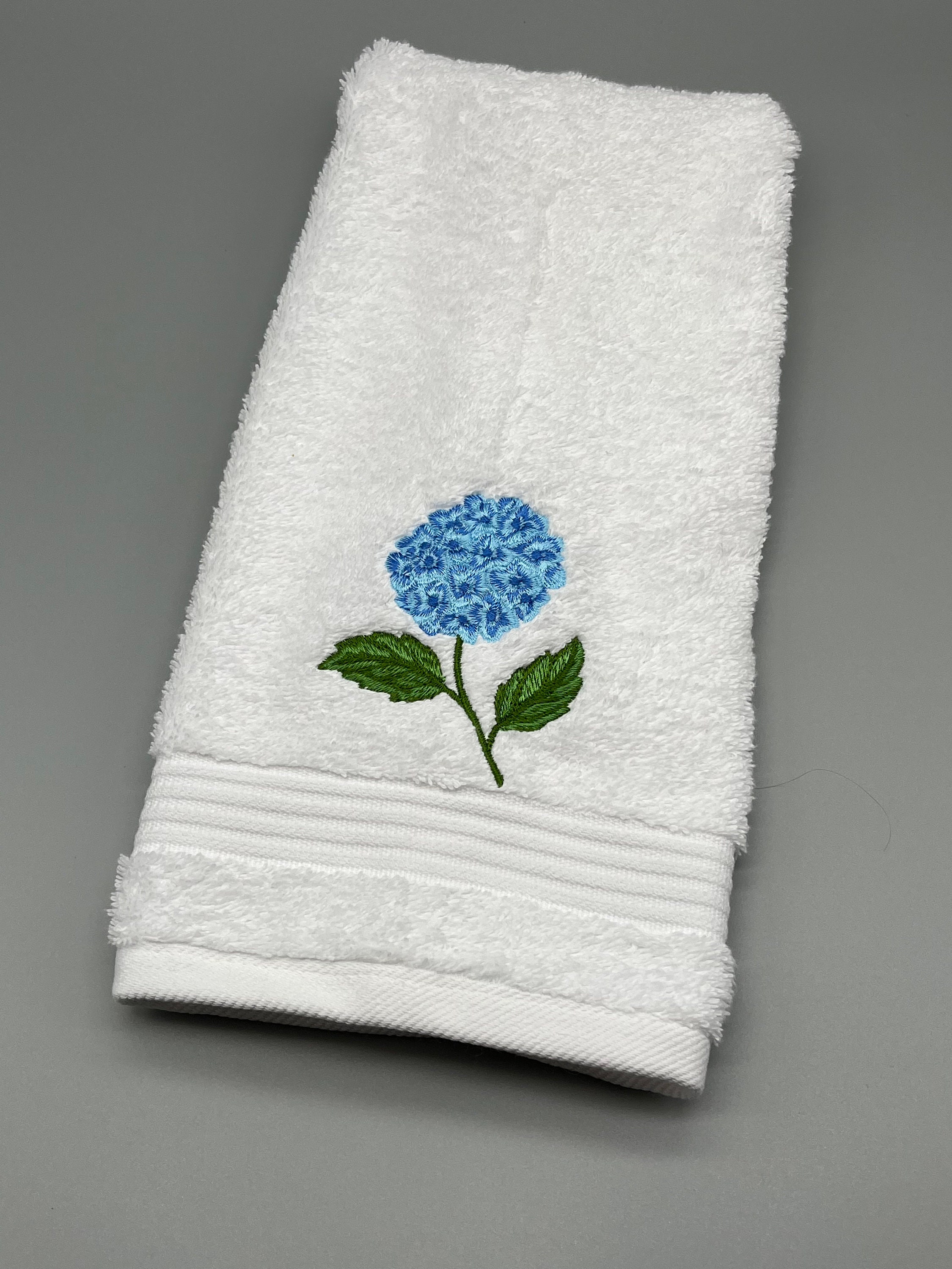 Hydrangea Embroidered Bath Towel, Floral Embroidery Bath Towel Set ...