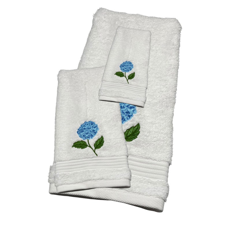 Hydrangea Embroidered Bath Towel, Floral Embroidery Bath Towel Set ...