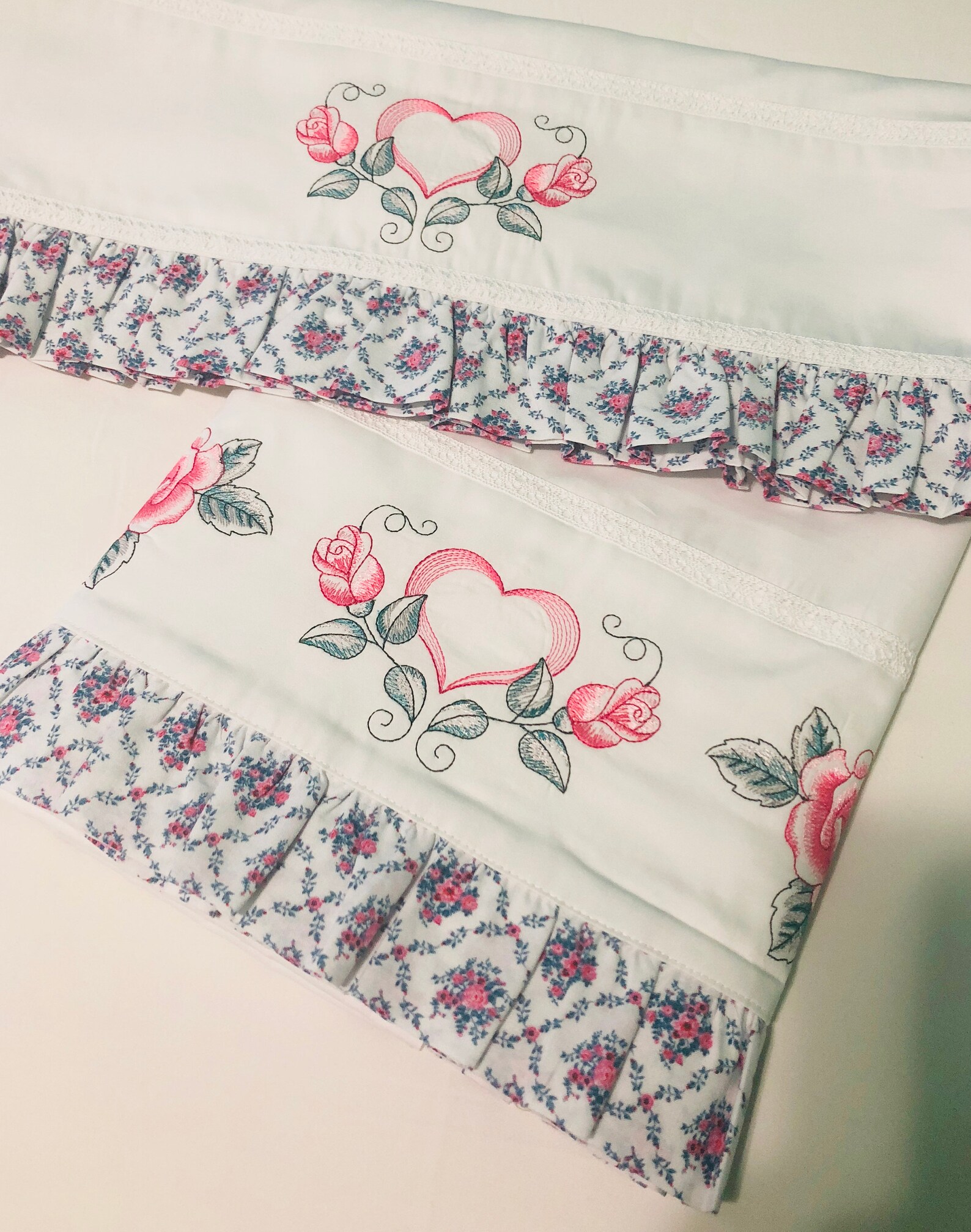 Vintage Roses Bed Sheet Set, Embroidered Sheets, Vintage Sheets, Custom ...