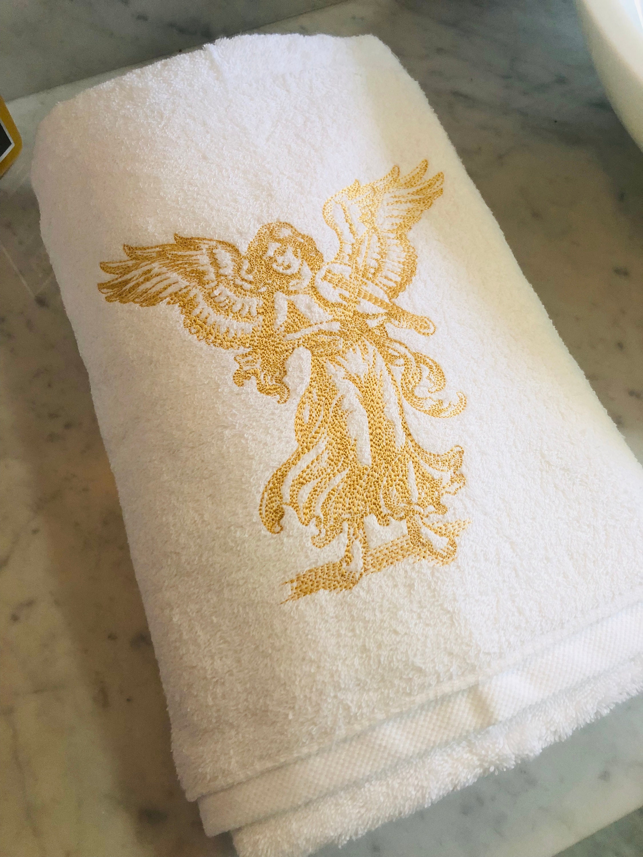 Angel Bath Towel Set, Christmas Towel Set, Embroidered Towels, Angel ...