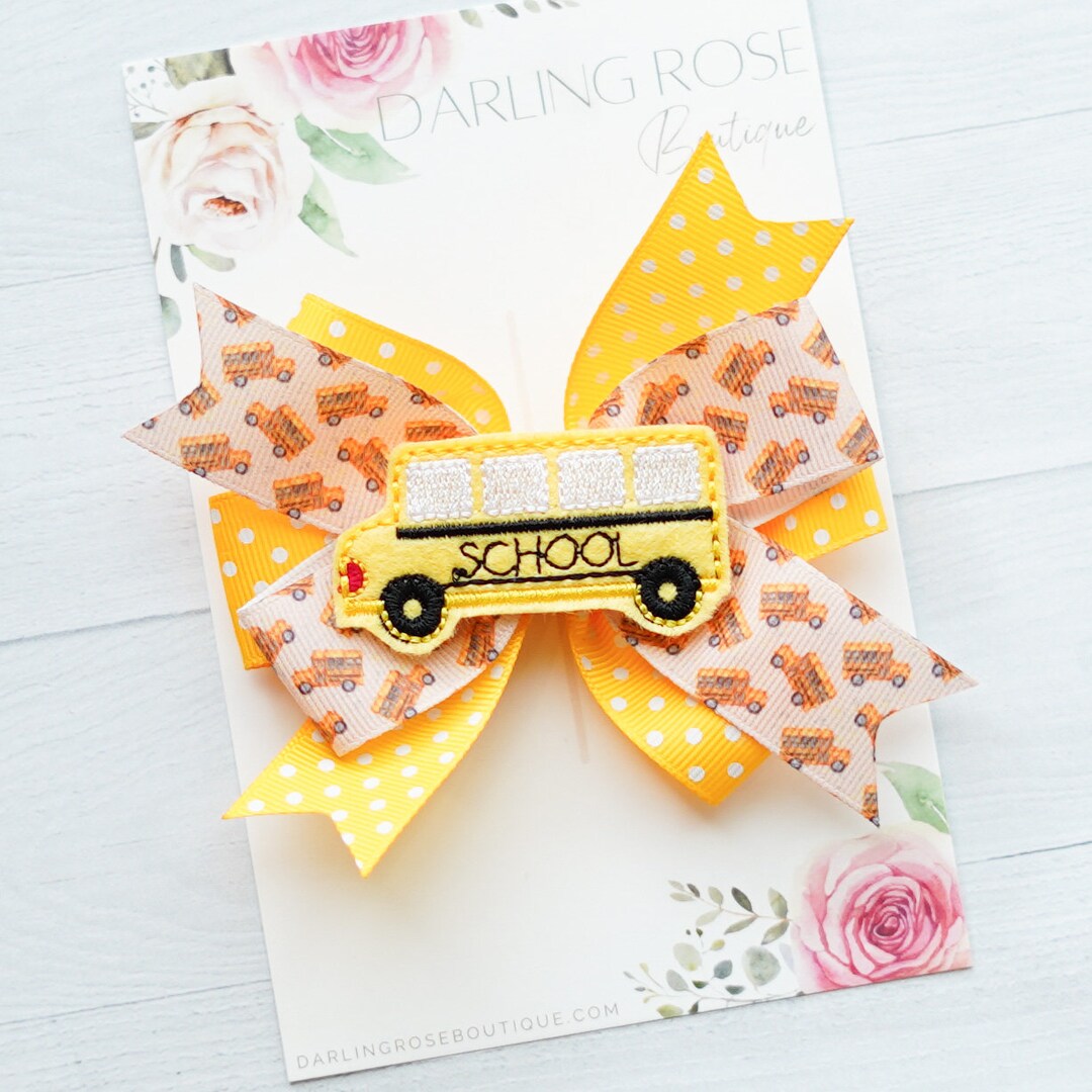 Medium 4 Back to School Bus Pigtail Hair Bows Hairbow Hair - Etsy Australia