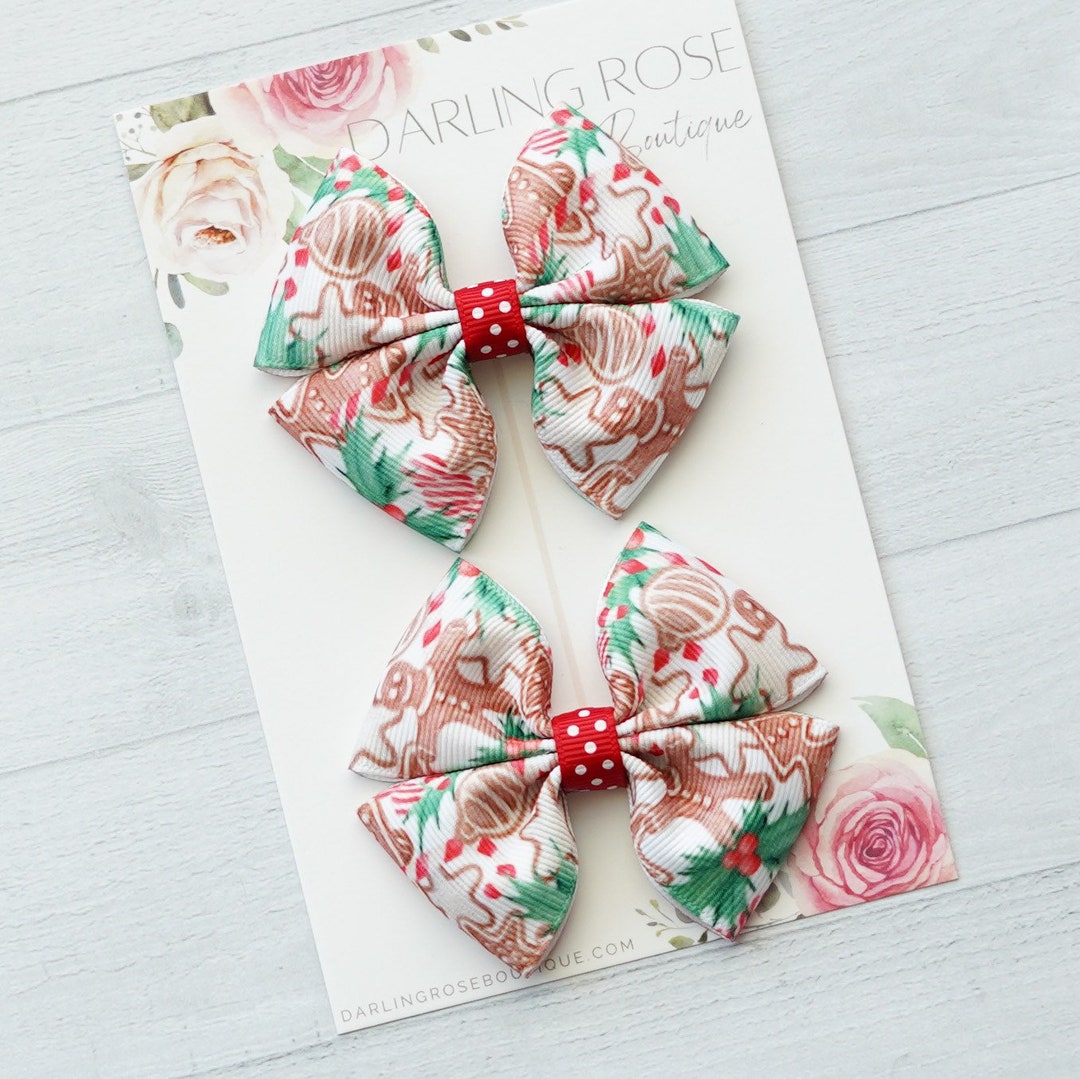 Christmas Theme Pigtail Set Christmas Gingerbread Cookie Tree Red and ...