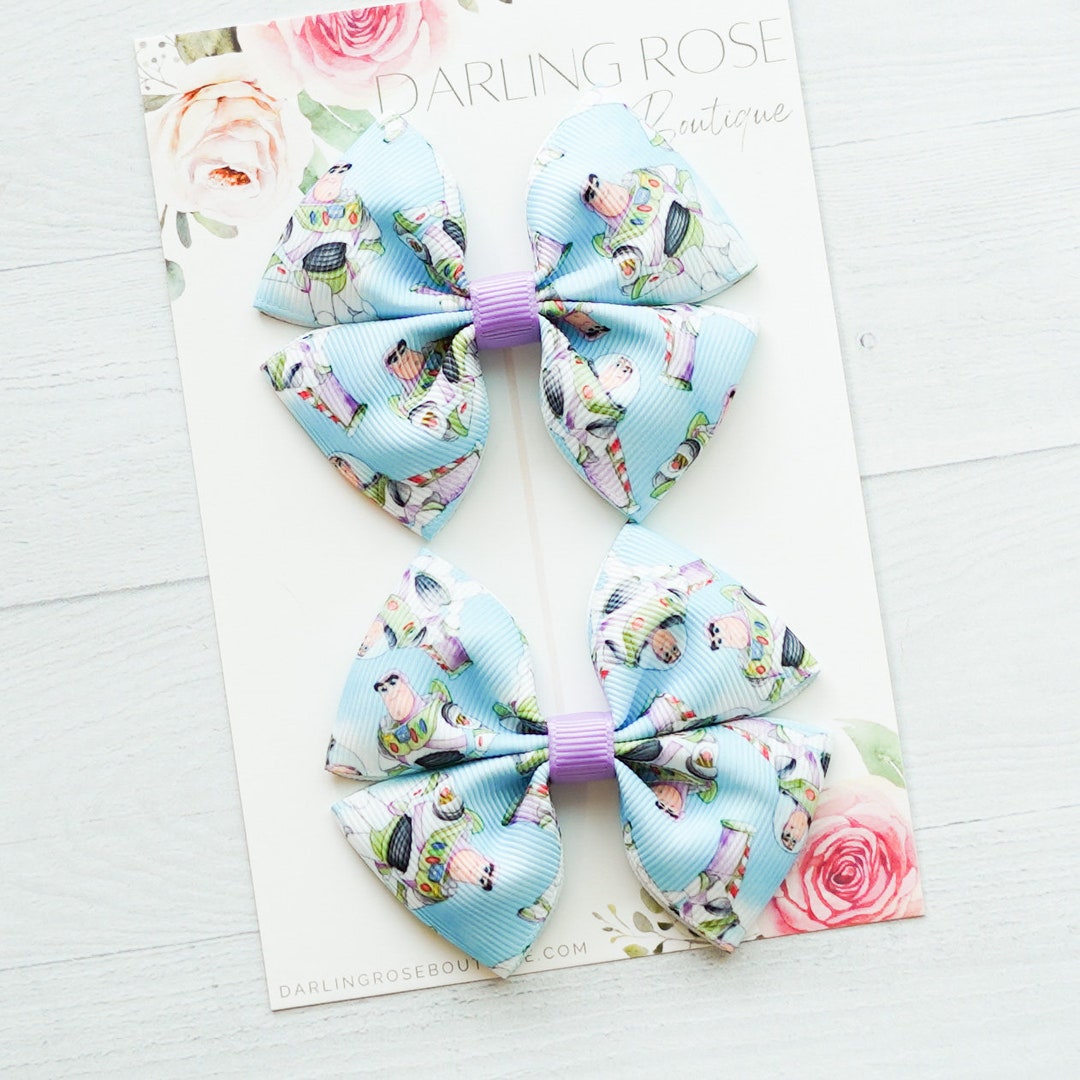 Buzz Toy Story Theme Pigtail Hair Bow Set. Disney Theme - Hair Clip ...
