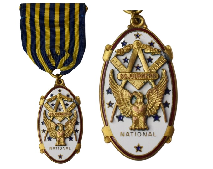 Vintage Masonic Enamel Gilt Sojourners National Medal Ribbon, US ...