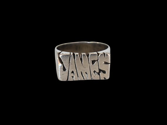 Coolest Men's Sterling Silver JAMES Ring, 1970s Style… - Gem