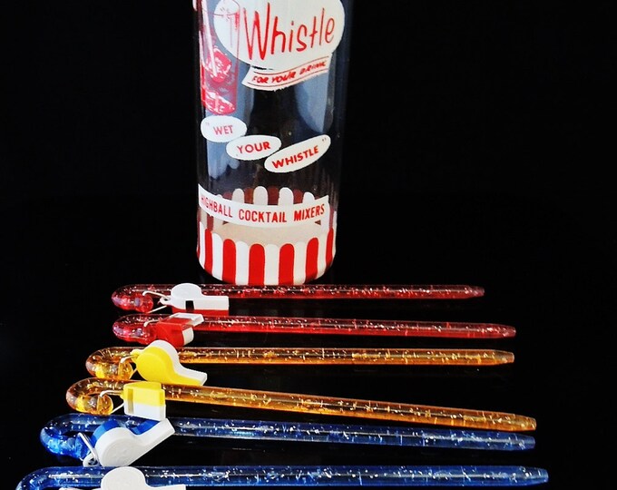 Vintage WHISTLE Cocktail Swizzle Sticks C1950s GREAT Bar Decor Drink ...