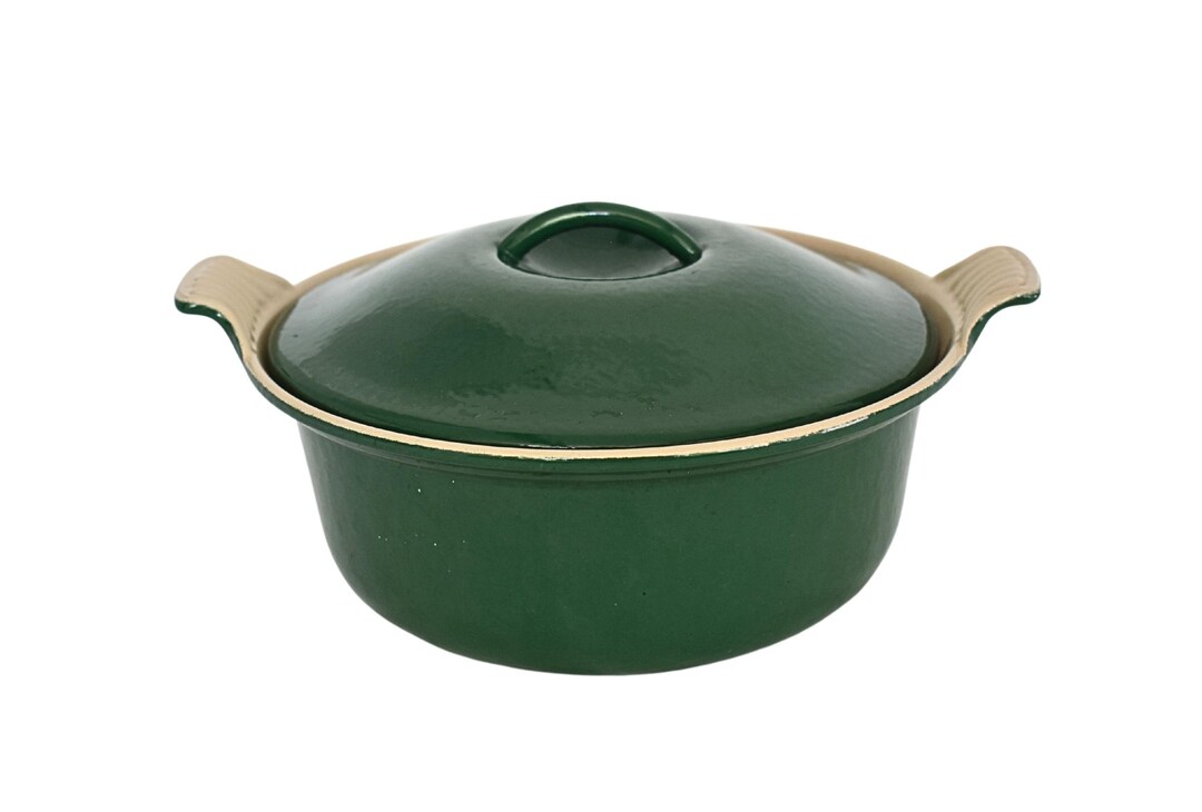 Vintage Le Creuset Classic Green Cast Iron Ducth Oven No. 22, Enamel ...