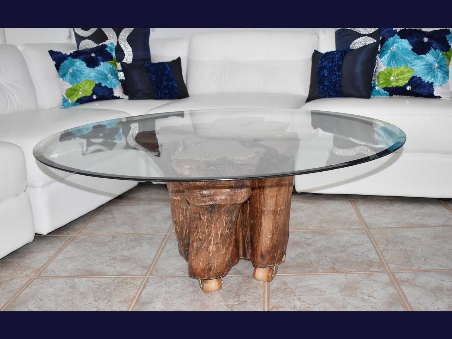 Cypress Tree Stump Root Coffee Table Beveled Glass Top Wood | Etsy