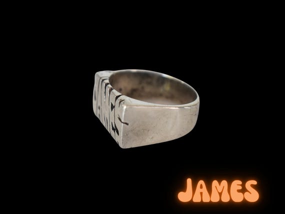 Coolest Men's Sterling Silver JAMES Ring, 1970s Style… - Gem