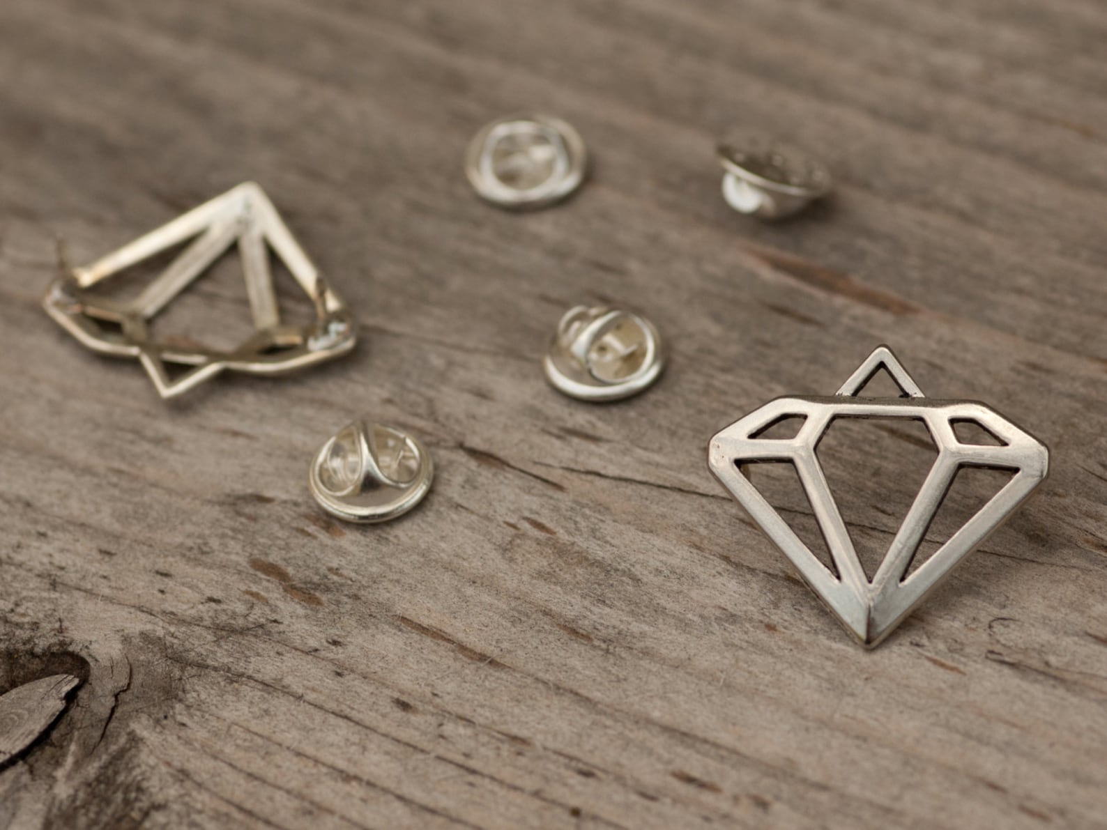 Silver Diamond Collar Pins With or Without Chain - Etsy
