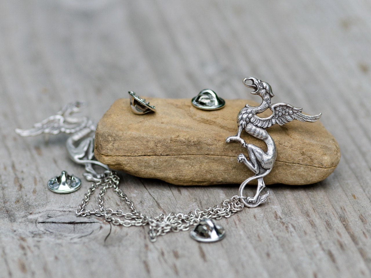 Silver Griffin Collar Chain/ Cardigan Clip | Etsy