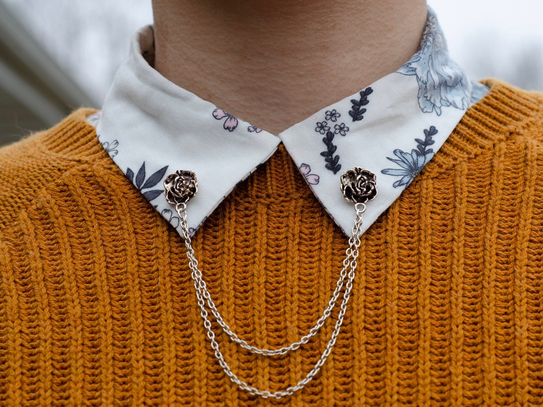 Silver Rose Flower Collar Chain/ Collar Clip - Etsy
