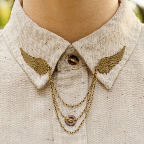 Large Silver Bird Wing Collar Clip Collar Chain - Etsy