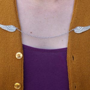 Bronze Bird Wing Collar Chain/ Cardigan Clip - Etsy