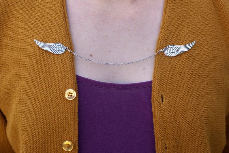 Bronze Bird Wing Collar Chain/ Cardigan Clip - Etsy