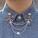 Silver Skull and Crossbones Collar Chain/ Cardigan Clip - Etsy
