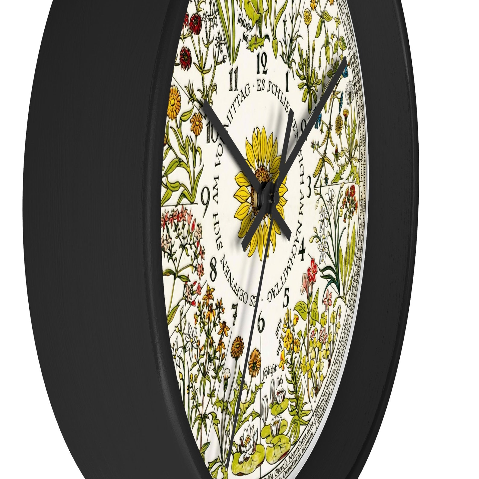Wall Clock, Printed With the Botanical Chart of Linnaeus's Flower Clock ...