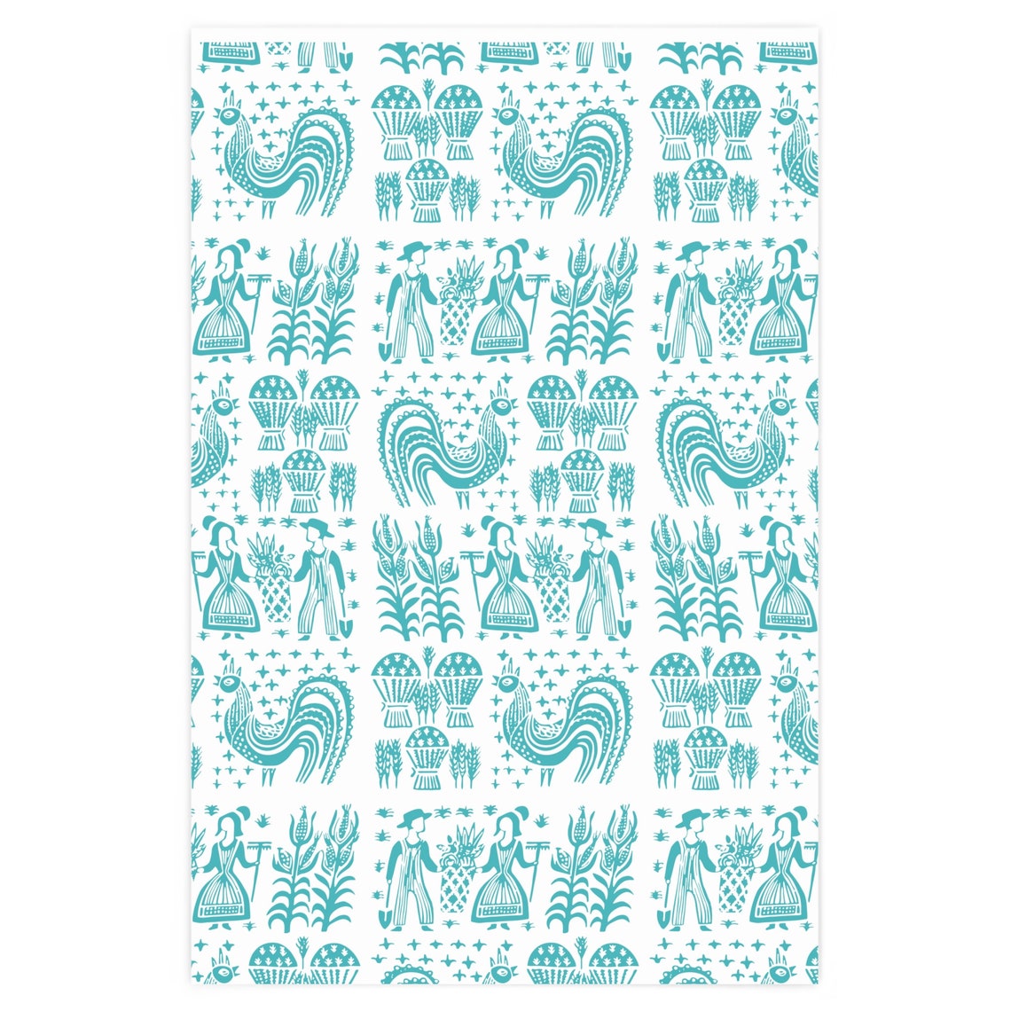 Amish Butterprint Vintage Pyrex Wrapping Paper Turquoise and White ...