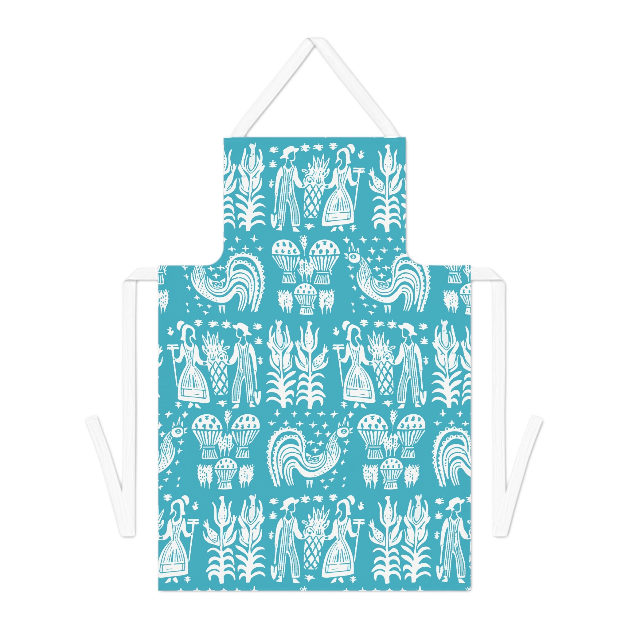 Kitchen Apron, Inspired by the Amish Butterprint Pattern, White on ...