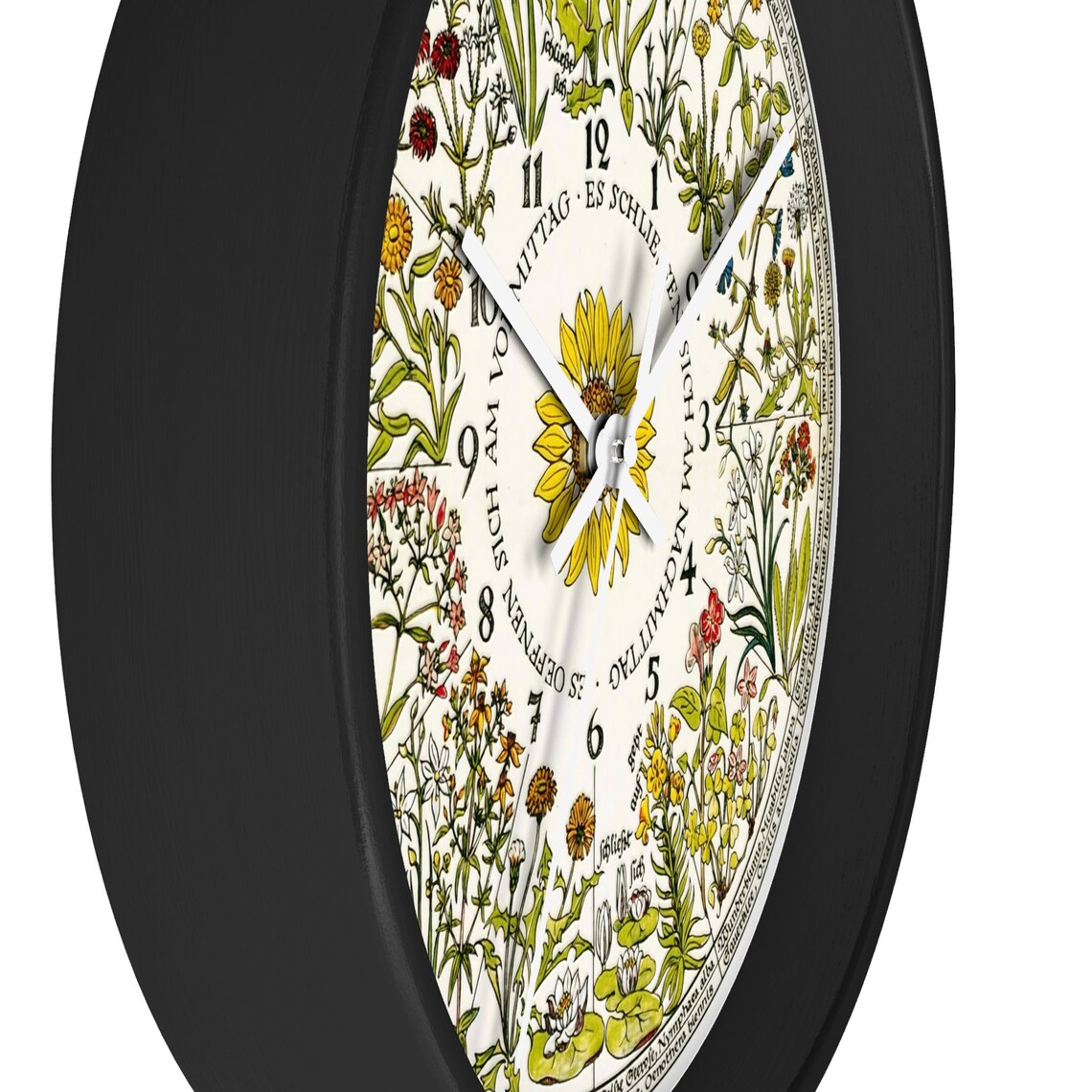 Wall Clock, Printed With the Botanical Chart of Linnaeus's Flower Clock ...