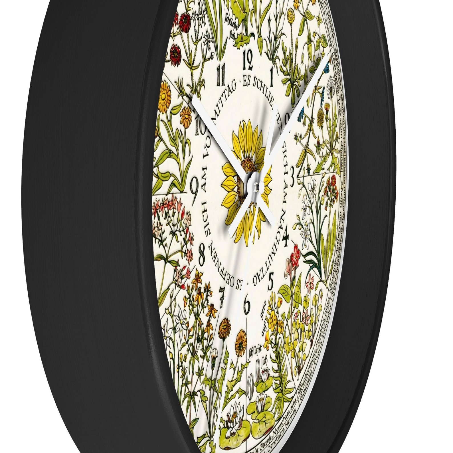 Wall Clock, Printed With the Botanical Chart of Linnaeus's Flower Clock ...
