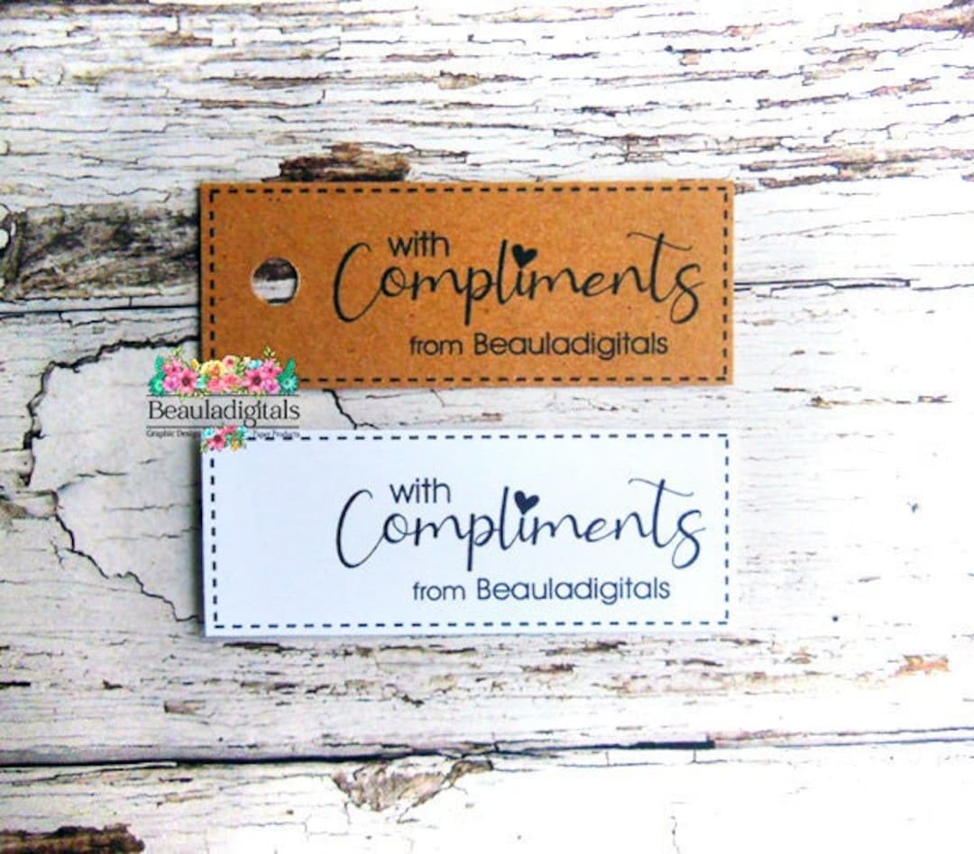 With Compliments Tags - Customer Appreciations Tags - Personalised ...