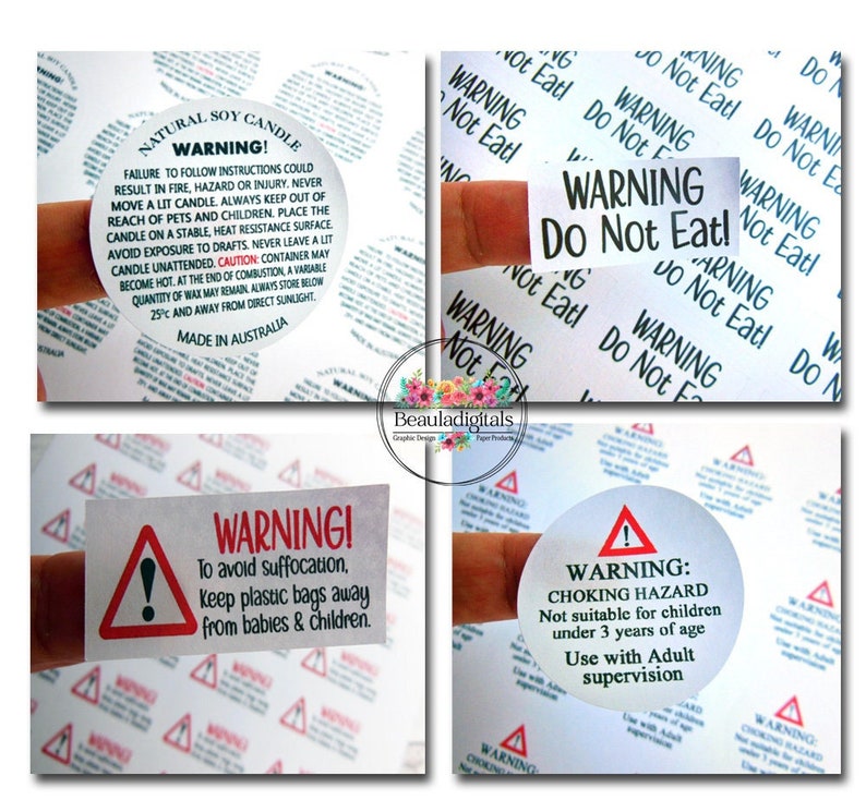 Warning Stickers Candle Warning Labels Do Not Eat Stickers | Etsy Australia