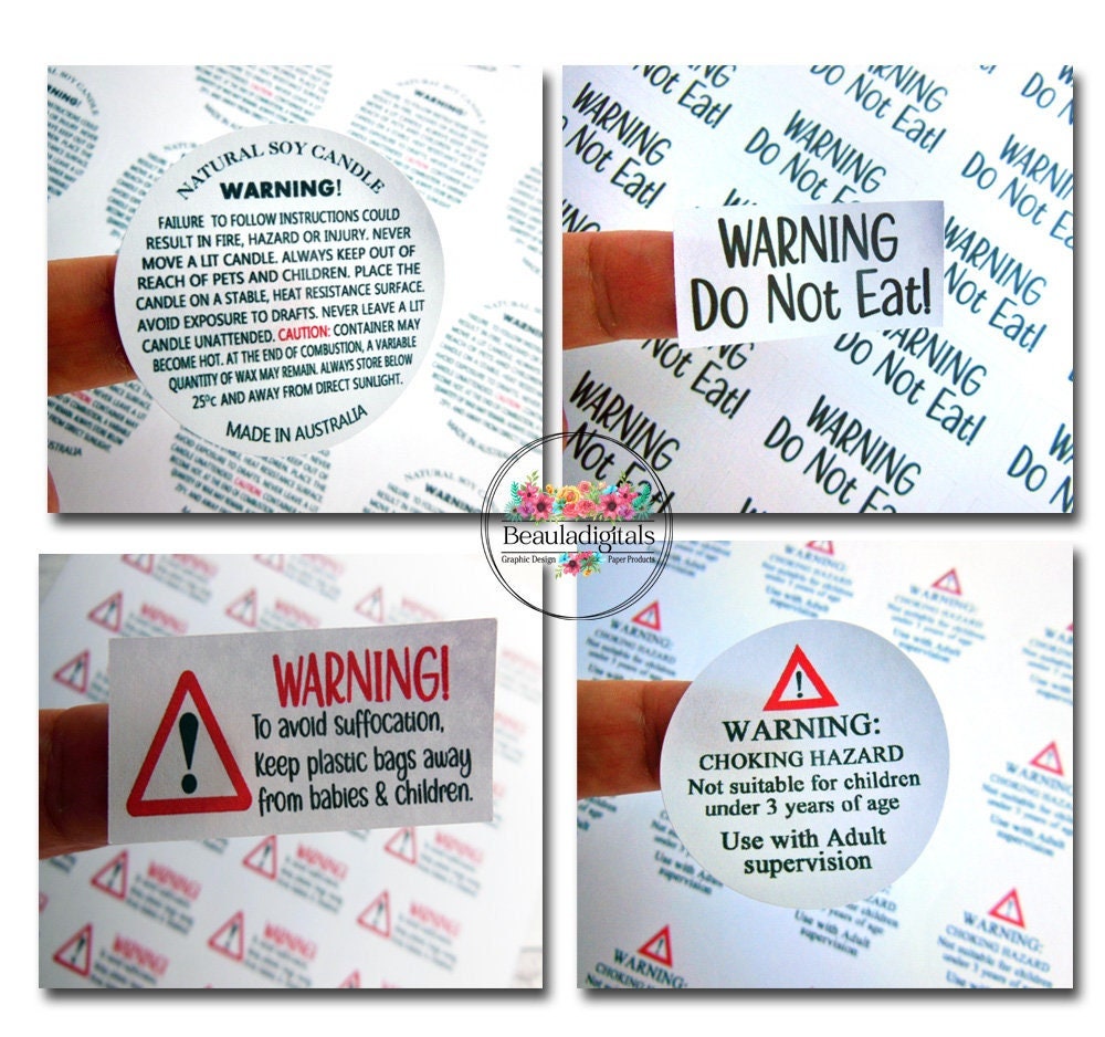 Warning Stickers Candle Warning Labels Do Not Eat Stickers | Etsy Australia