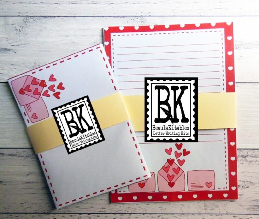 Letter Writing Kit Valentine Hearts Stationery Writing Set Pen Pal Kit ...