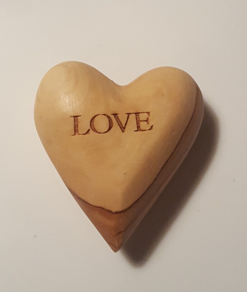 Wood Palm Heart, Olive Wood Heart, Wood Heart Carving, Wooden Pocket ...