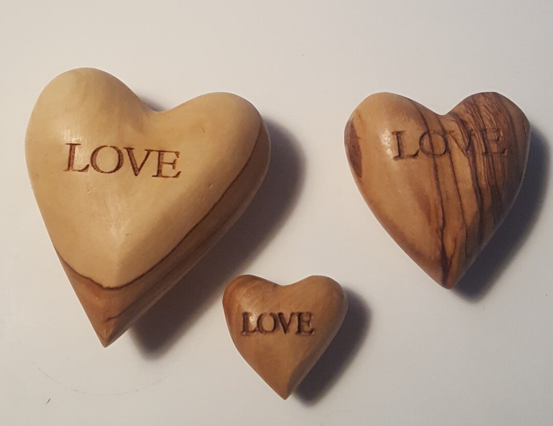 Wood Palm Heart, Olive Wood Heart, Wood Heart Carving, Wooden Pocket ...