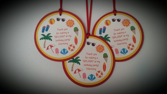 Pool Party Favor Tags Beach Party Favor Tags Pool Party | Etsy