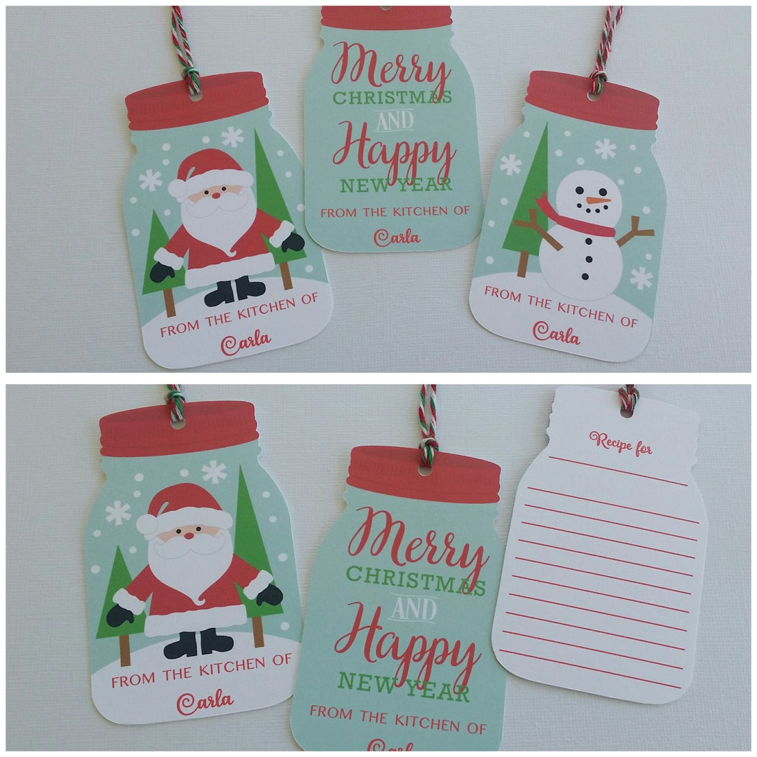 Set of 10 - Christmas Jar Tags - Christmas Goodies Tags - Christmas ...