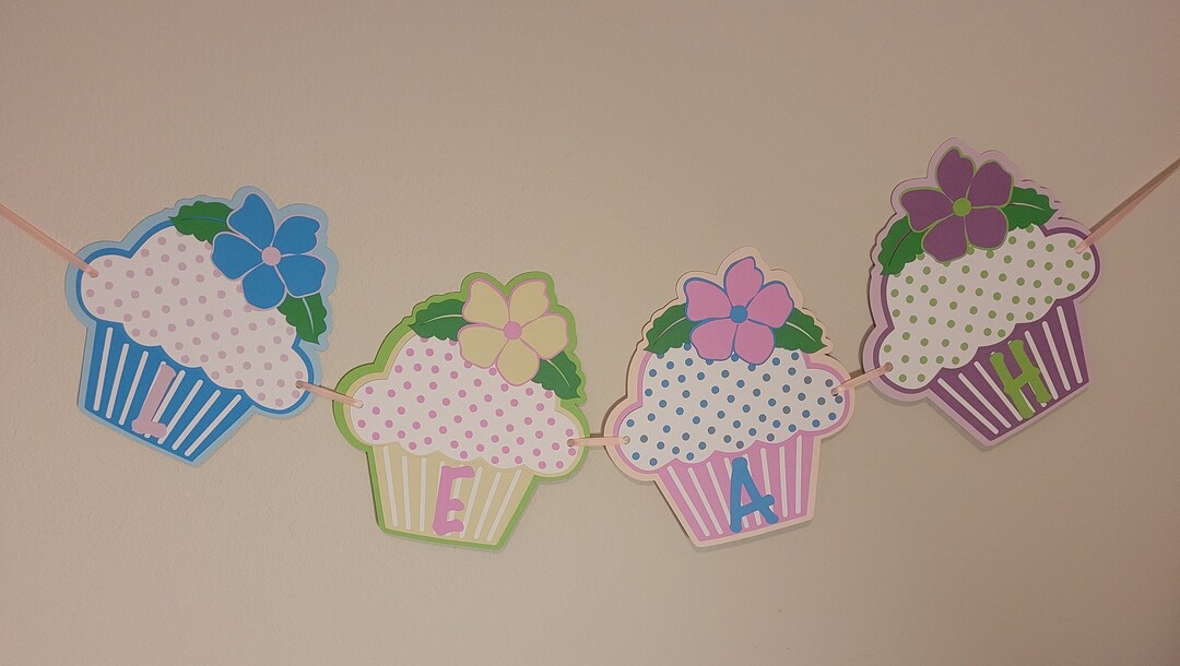 BANNER Cupcake Birthday Party Banner Cupcake Birthday Banner Cupcake ...